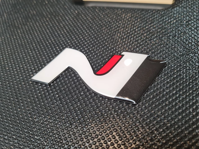 PAIR HYUNDAI I30N Logo White Epoxy Raised 3D Sticker Decal I30 N Turbo ...