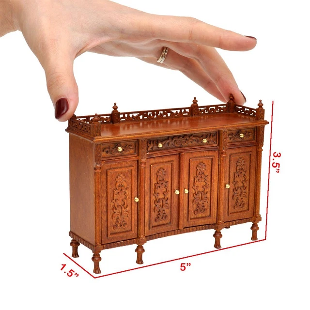 ORNATE BUFFET TABLE WALNUT 1:12 scale dollhouse miniature Dining room ...