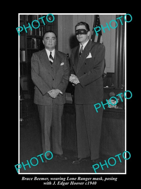 OLD LARGE HISTORIC Photo Of Brace Beemer As Lone Ranger With J Edgar ...