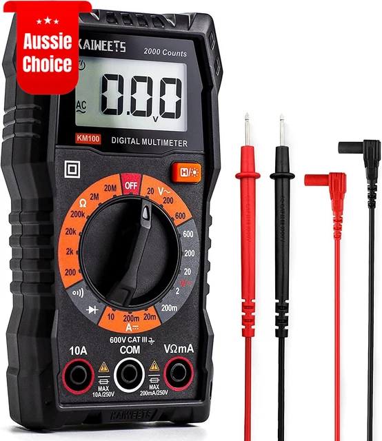 DIGITAL MULTIMETER 2000 Counts AC DC Volt Ohm Amp Tester with ...