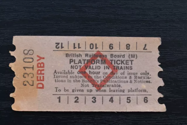 BRITISH RAILWAYS BOARD (M) DERBY Platform Ticket No 23108 EUR 4,28 ...