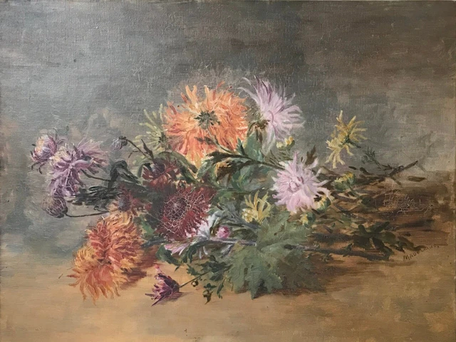 TABLEAU HST. & Bouquet de Fleurs "- Signé . FRENCH FLOWER BOUQUET ...