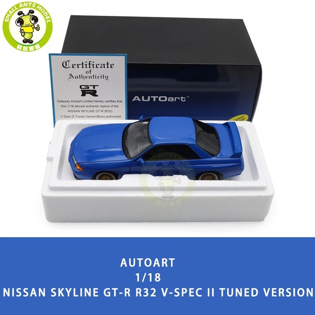 1/18 NISSAN SKYLINE GT-R R32 V-SPEC II Autoart 77415 bleu modèle voiture ami cadeaux EUR 378,96 ...