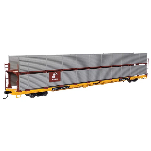 WALTHERS MAINLINE HO Scale Conrail Rack / Trailer-Train Flatcar TTBX ...