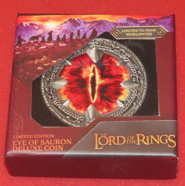 LORD OF THE Rings Middle Earth Eye of Sauron Deluxe Coin New Officially ...