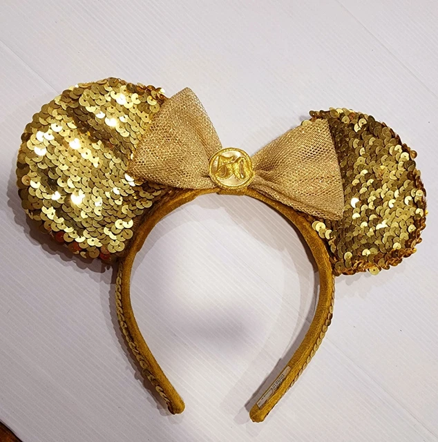 DISNEYLAND 50TH ANNIVERSARY ears Gold Sequence . Minnie Mickey Mouse ...