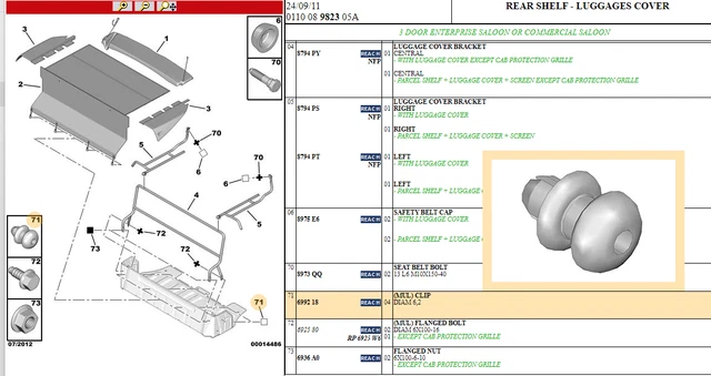 2 GENUINE PEUGEOT CITROEN multi model PARCEL SHELF CLIPS 699218 £3.95 ...