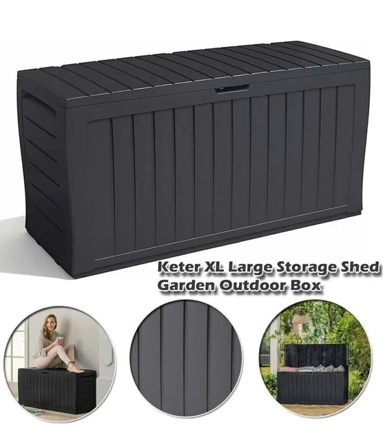 KETER LARGE Storage Bin Shed Garden Outdoor Box Waterproof Outside ...