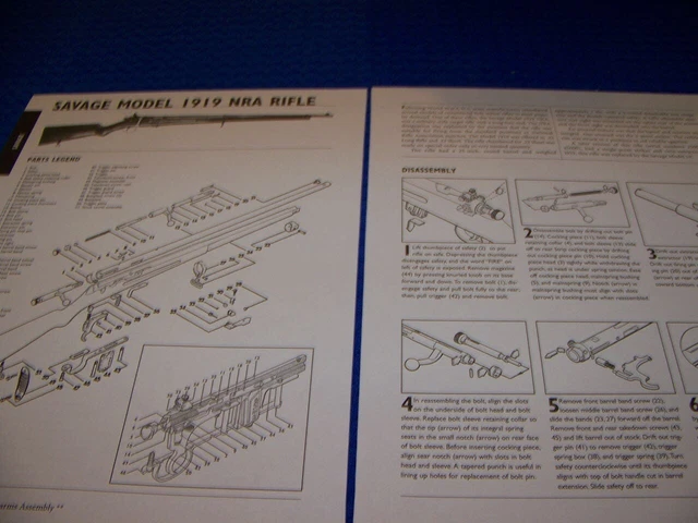 SAVAGE MODEL 1919 Nra Rifle (22 L/R/S)..Legend/Exploded View ...