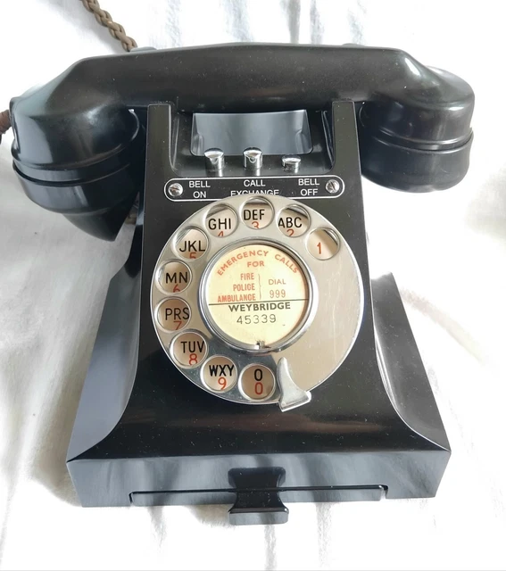 RARE 314 1950S 50s vintage old antique black bakelite dial telephone ...