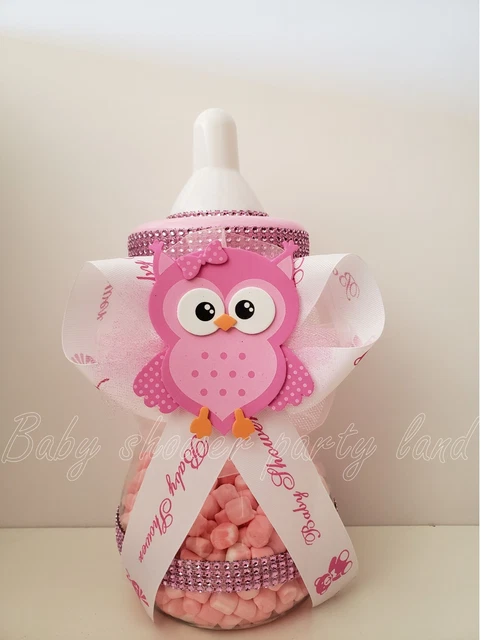 BABY SHOWER OWL Centerpiece Baby Bottle Large cake topper Girl Decor ...