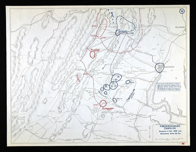WEST POINT CIVIL War Map Battle of Fredericksburg Virginia Washington ...