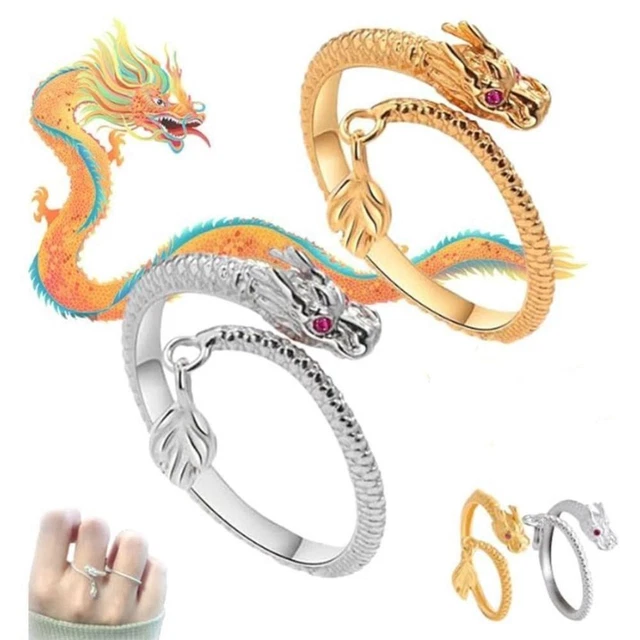 ADJUSTABLE DRAGON'S TAIL Qiankun Lucky Ring Bring Good Luck Couple Ring ...