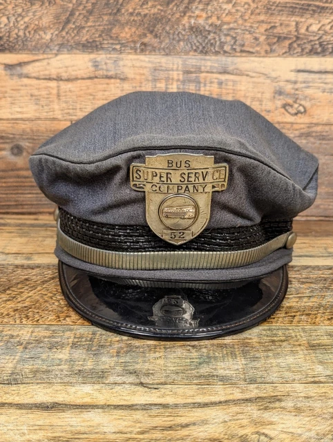 VINTAGE SUPER SERVICE Bus Company Badge Bus Driver Hat Cap New Jersey £ ...