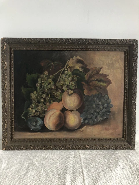 ANCIEN TABLEAU HUILE Sur Carton Nature Morte Aux Raisins signée EUR 89,00 - PicClick FR