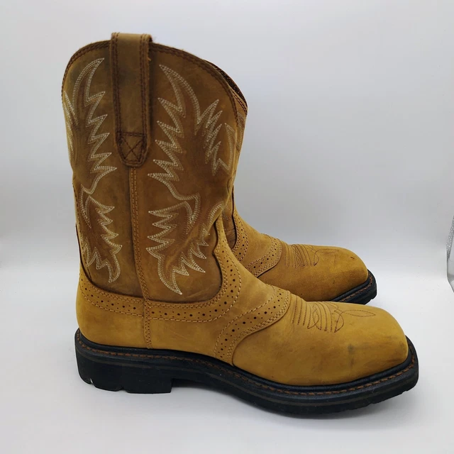ARIAT SIERRA MEN Size 8D Square Steel Toe Cowboy Boots Leather Brown ...