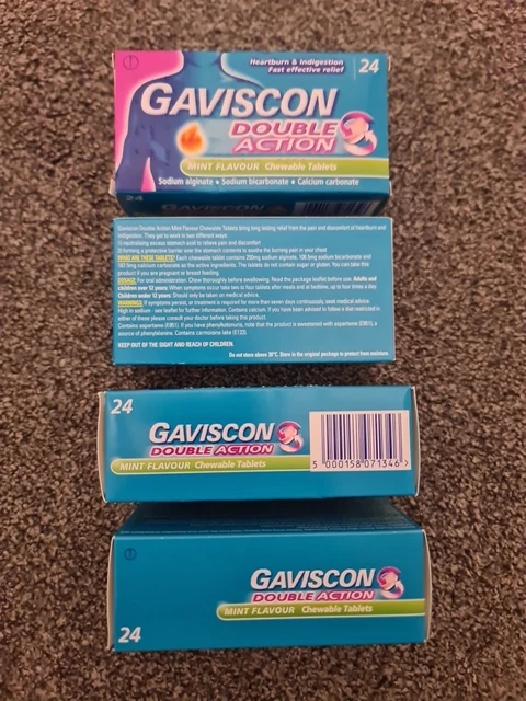 GAVISCON DOUBLE ACTION tablets miny flavour 24 X 4 £10.99 - PicClick UK