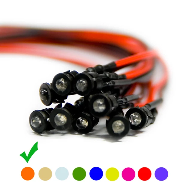 10 X VERKABELTE Diodes LED + Plastique Support Filaire Orange, Clair ...