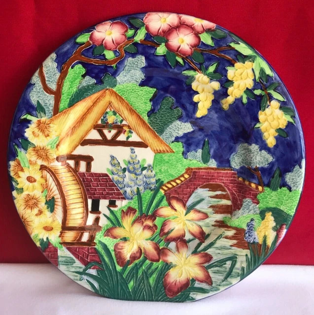 MALING VINTAGE PLATE circa 1946 OLD MILL PATTERN 6313 IN MATT BLUE V ...