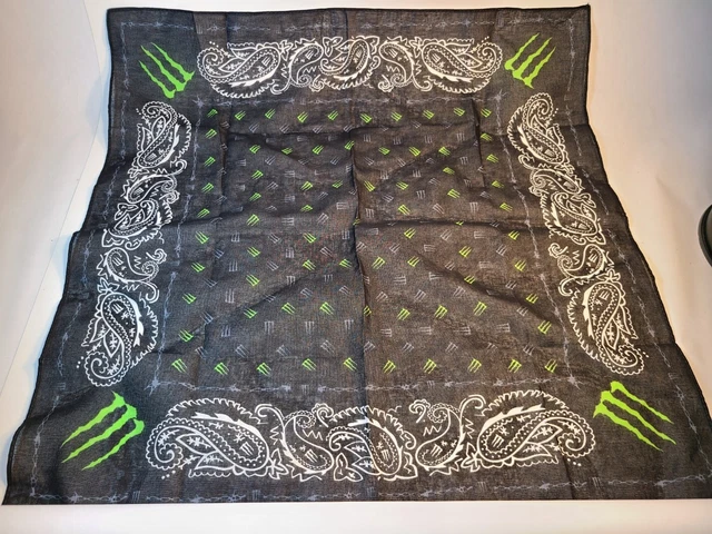 MONSTER ENERGY DRINK Logo Black Paisley Design Pattern Bandana 22 ...