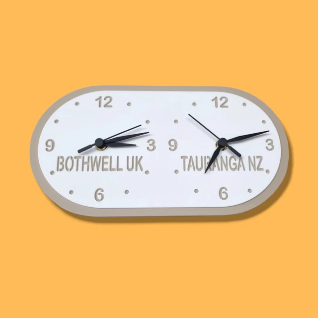 FAMILLE & FRIENDS Noms Ovale Deux Temps Zones Horloges & Bureau Support ...