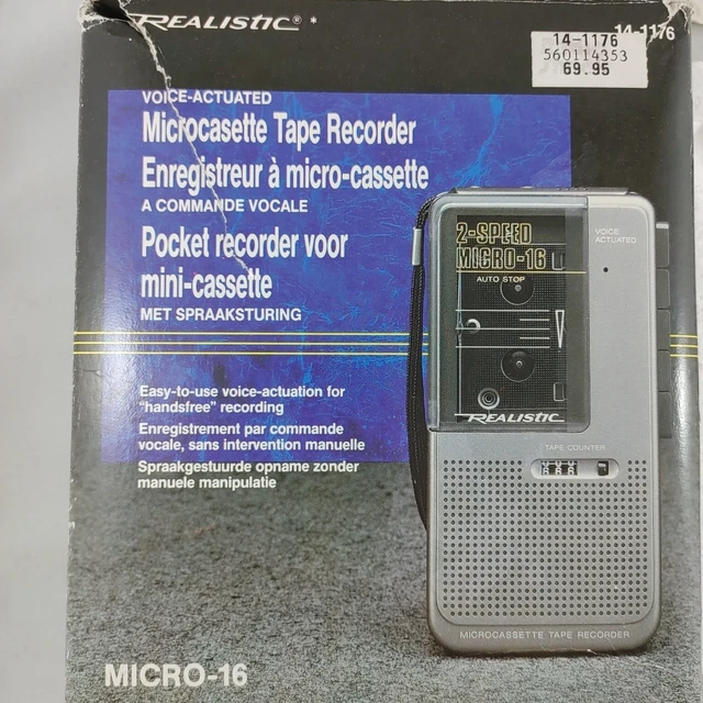 VINTAGE REALISTIC VOICE Actuated Microcassette Tape Recorder Micro-16 ...