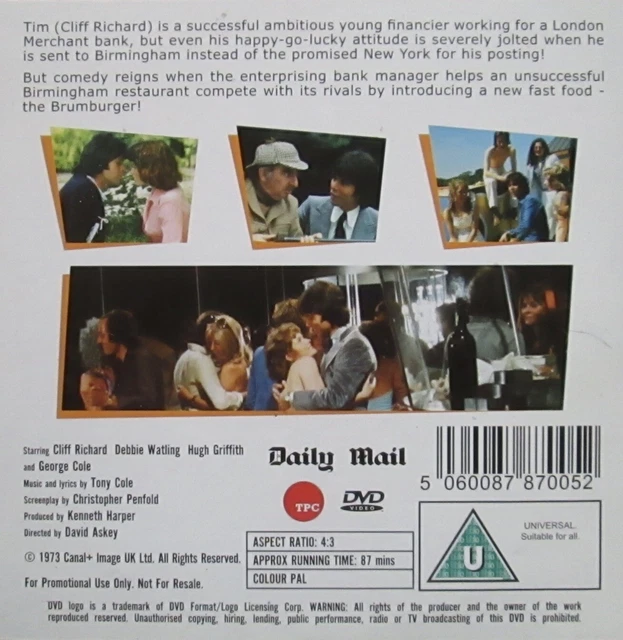 TAKE ME HIGH Dvd Cliff Richard Debbie Watling George Cole Hugh Griffith ...