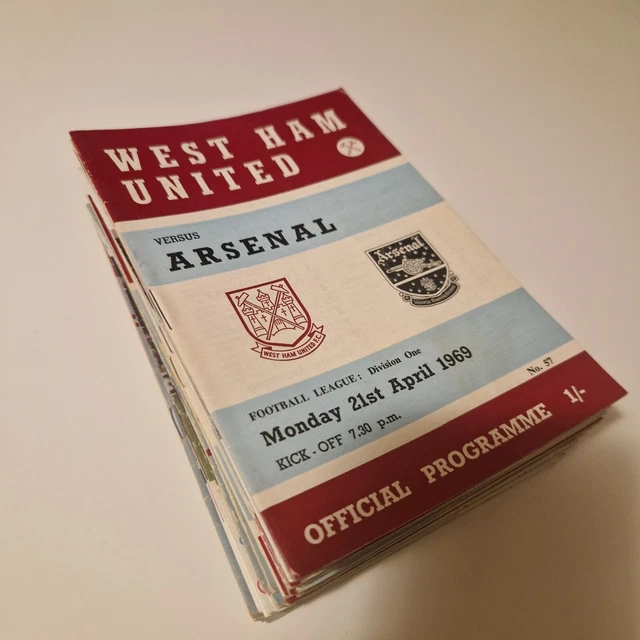 WEST HAM PROGRAMME Bundle ~ 1960s-1980s ~ 55 West Ham United Programmes ...