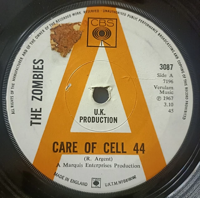 THE ZOMBIES CARE Of Cell 44 - Rare Original Uk Cbs 7" Vinyl Demo Single ...