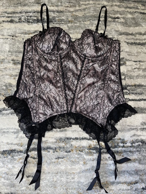 2008 Rare Victorias Secret Boned Pink Lace Sexy Corset Bustier W