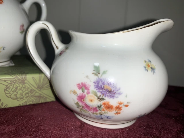 VINTAGE GERMAN FELDA China Porcelain Lidded Sugar Bowl & Creamer Set £ ...