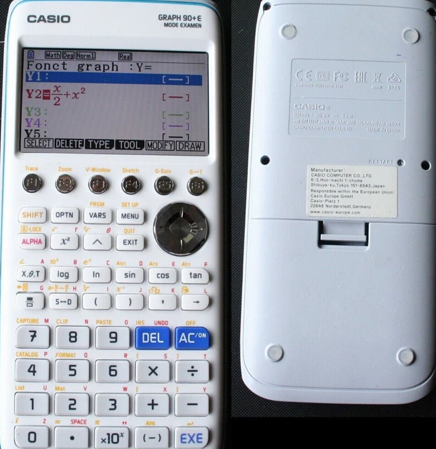 CALCULATRICE GRAPHIQUE CASIO Graph 90+E / Mode examen / Menu Python ...