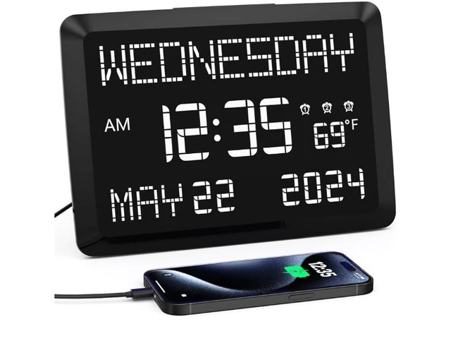 MESQOOL DIGITAL CALENDAR Day Clock, 11.5” Extra Large Dementia Clock ...