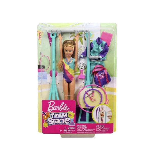 BARBIE TEAM STACIE Doll - Gymnastics Playset - Spinning Bar and ...