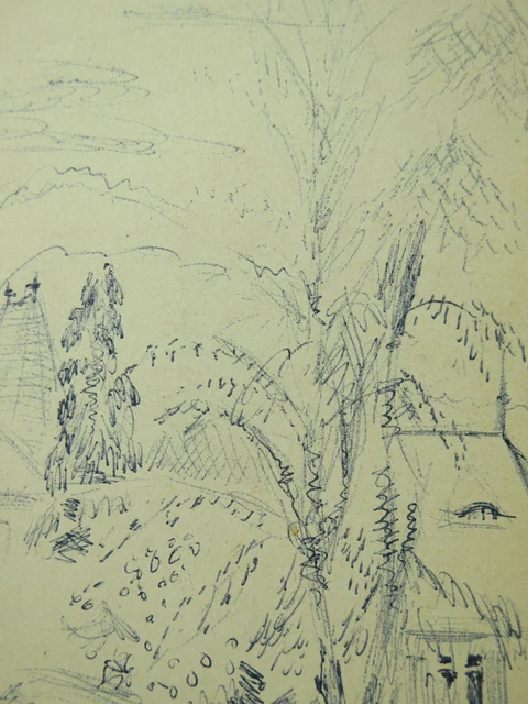 DESSIN SIGNÉ PAYSAGE Haus Magnetberg En Baden-Baden Allemagne BM53.6C ...