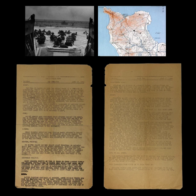 RARE! WWII D-DAY +21 Normandy June 1944 Original Invasion Report USS ...