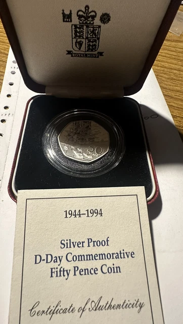 ROYAL MINT 1994 D-DAY 50th ANNIVERSARY SILVER PROOF 50p FIFTY PENCE ...