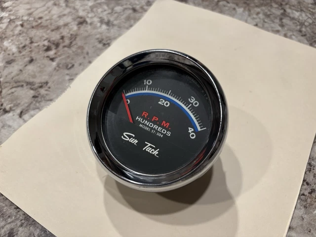 SUN TACHOMETER ST-504 Vintage Tach 4,000 RPM Gauge 1960’s Blue Line ...