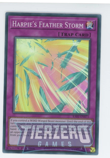YUGIOH RA01-EN073 HARPIE'S Feather Storm Super Rare 1ère Edition Neuf ...