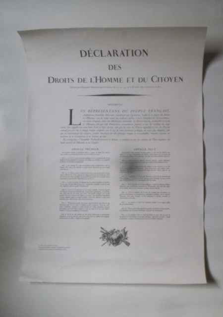 AFFICHE DÉCLARATION DES droits de l'homme du citoyen imprimerie ...