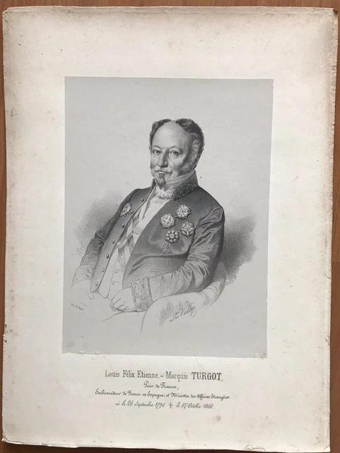 LITHOGRAPHIE PORTRAIT MARQUIS De Turgot début Louis Félix Étienne ...