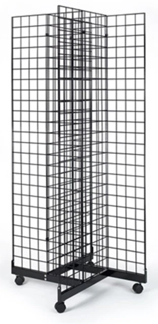 2' X 5' Grid Panel 4-Sided Floorstanding Display Fixture with Rolling ...