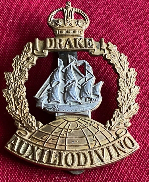 GENUINE WW1 BRITISH Military Cap Badge - The 1st (Drake) Battalion R N ...