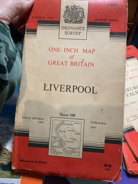 OS ONE-INCH MAP of GB Seventh series sheet 100 Liverpool 1965 £4.50 ...