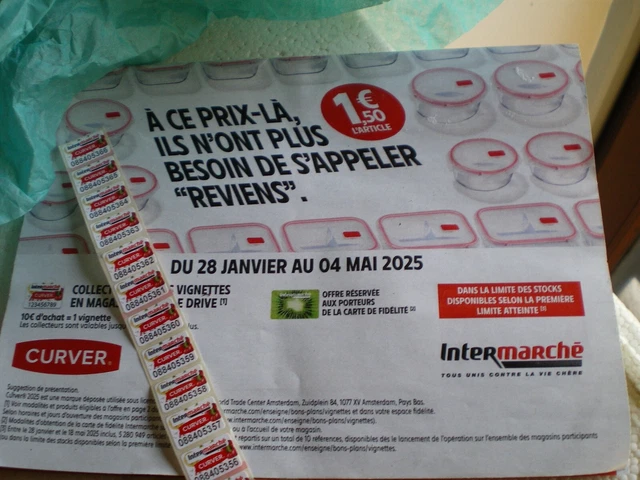 30 VIGNETTES INTERMARCHÉ CURVER VALIDITE 4 MAI 2025 + NEUF EUR 4,95 ...