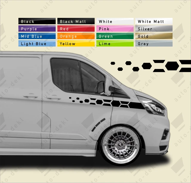 FITS FORD TRANSIT Custom - Honeycomb Hex Wing Stripe Van Motorhome ...