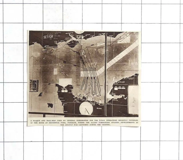 1946 WAR MAP Used By Eisenhower For D-Day At Southwick Park Fareham £6. ...