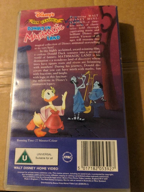 DISNEY MINI CLASSICS DONALD IN MATHMAGIC LAND PAL VHS VIDEO KIDS ...