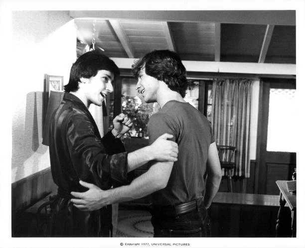 BRUNO KIRBY SPEAKING to John Friedrich holding his arm in 'Almost S Old ...
