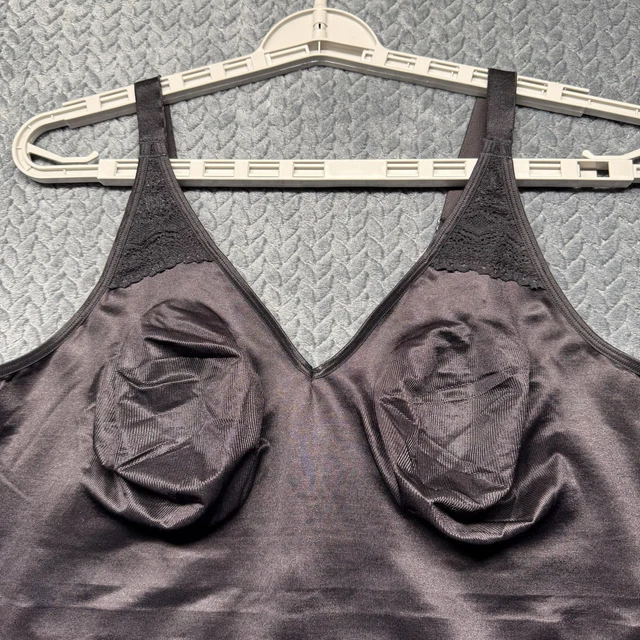 RUBY RIBBON LACE Cami 46 Black Style #3055 Shapewear Satin Adjustable £ ...